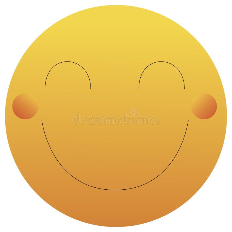 Smiling Emoticon with Happy Eyes and Rosy Cheeks Isolated on White ...