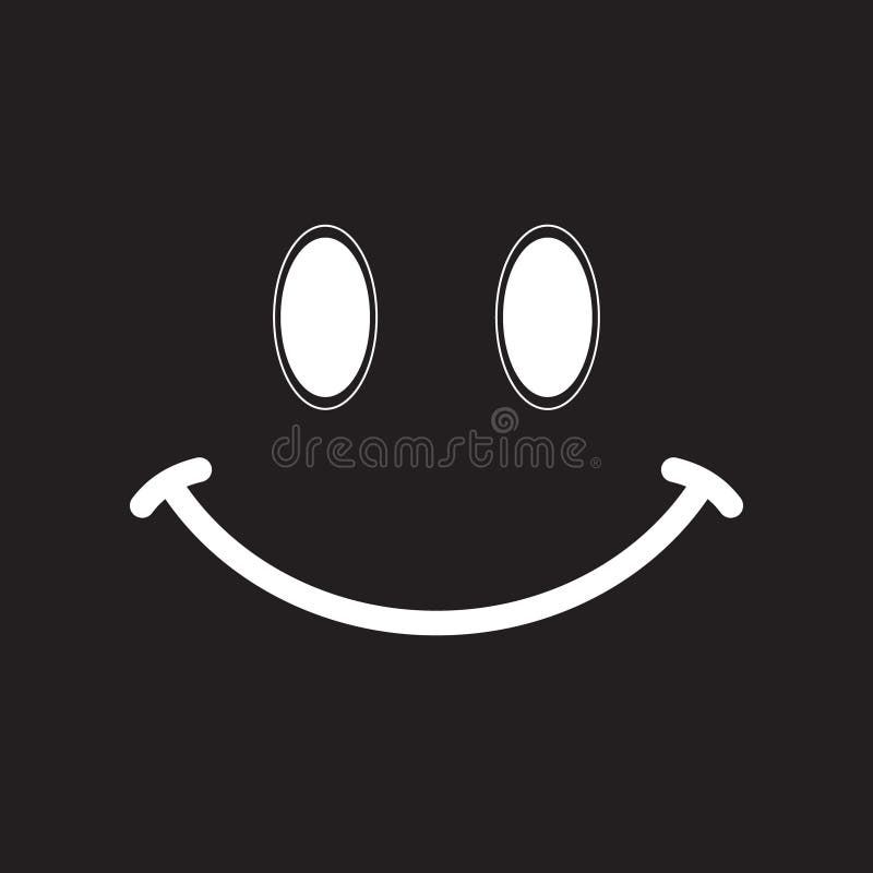Smiling Emoticon Vector Logo on Black Background. Smile Icon Logo ...