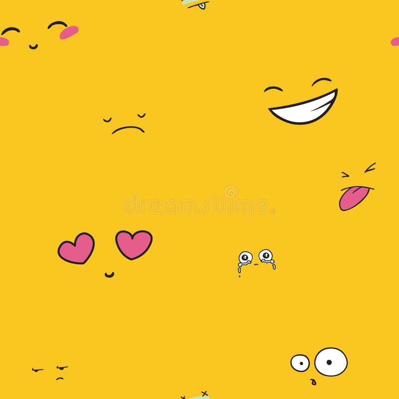 Smiling Emoticons. Seamless Pattern Stock Illustration - Illustration ...
