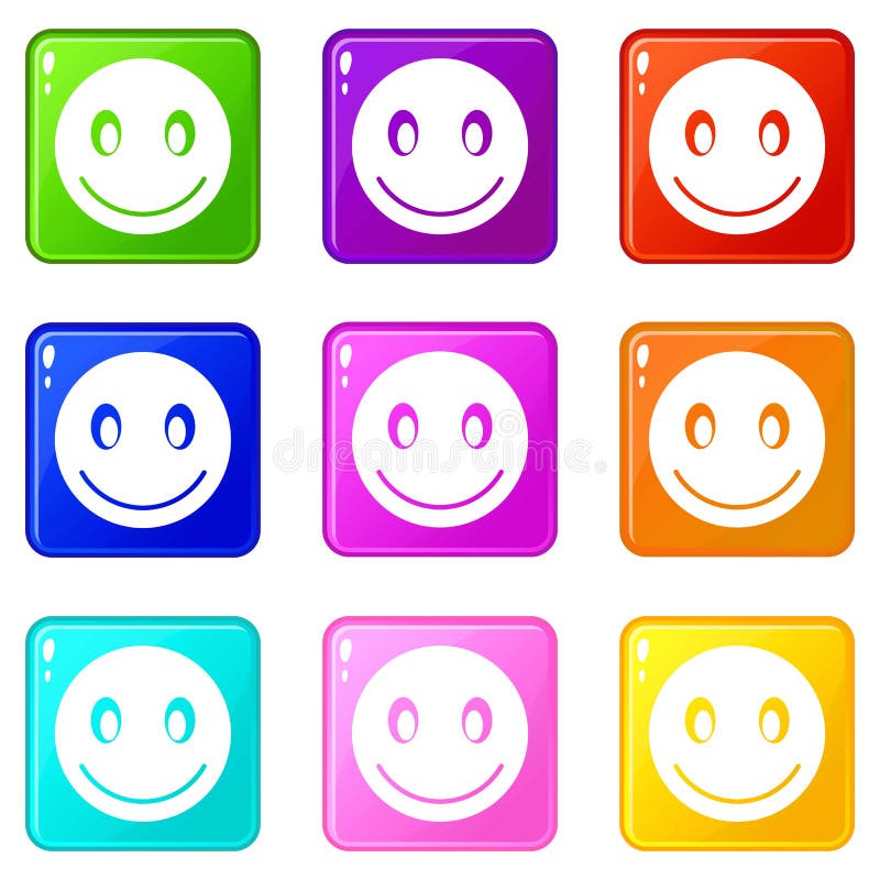 Smiling emoticons 9 set stock vector. Illustration of mood - 96084837