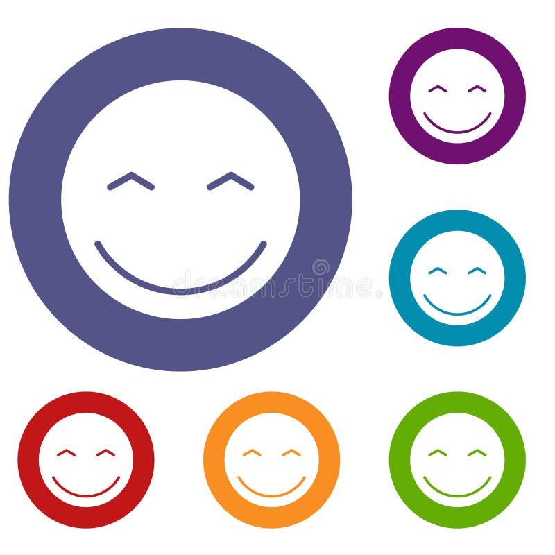 Smiling emoticons set stock vector. Illustration of round - 96294790