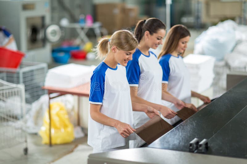 Smiling Employee the Ironing Stock Image - Image of clean, business ...