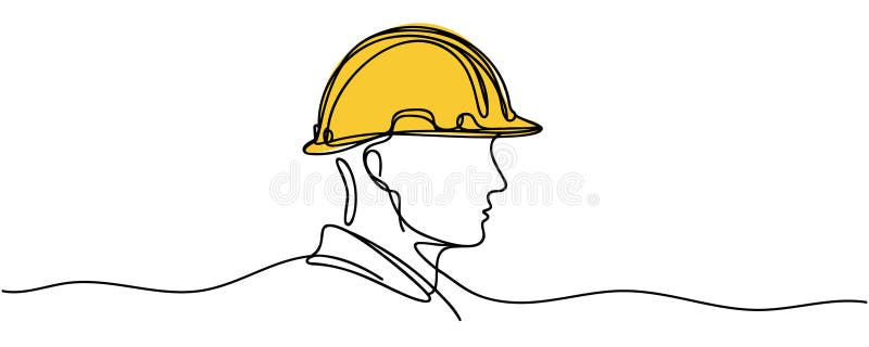 Smiling Engineer Standing with Hard Hat Hand Drawn Vector Illustration ...