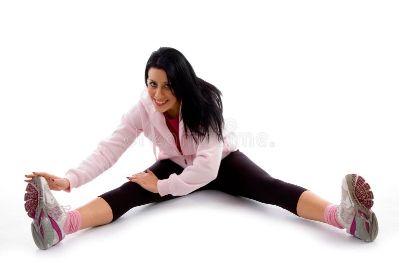 Smiling Exercising Woman on White Background Stock Photo - Image of ...