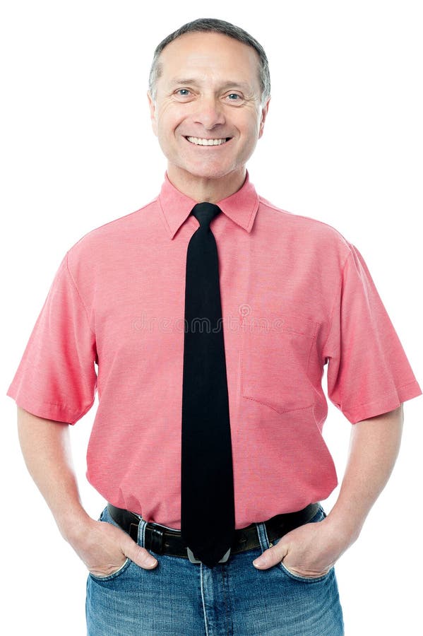 Smiling Experienced Casual Businessman Stock Image - Image of joyful ...