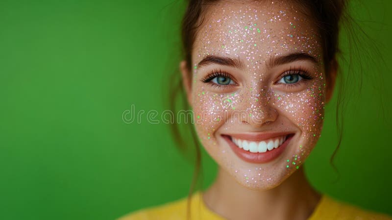 A Smiling Face Adorned with Temporary Glitter Tattoos Stock Photo ...