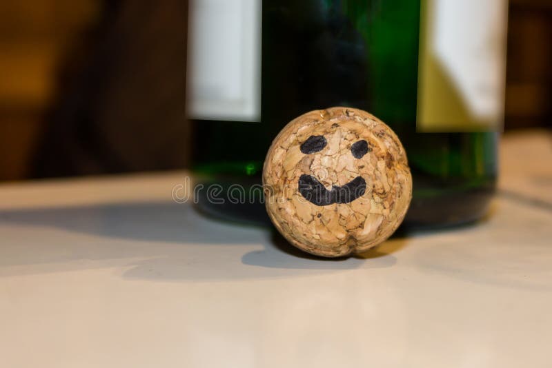 Funny Face on a Champagne Cork Stock Image - Image of celebrate ...