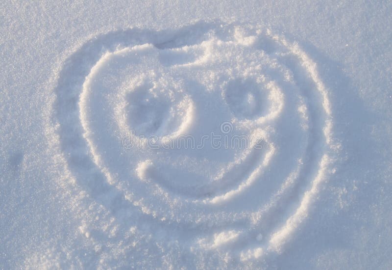 Smiling Face is Drawn on a Snow Stock Image - Image of happiness ...