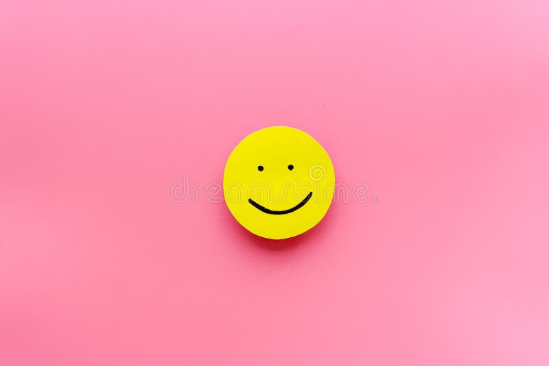 Smiling Face Emotion Concept. Smile Face on Paper Banner, Top View ...