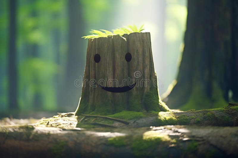 Smiling Face in the Forest, Conceptual Image of a Happy Forest Stock ...