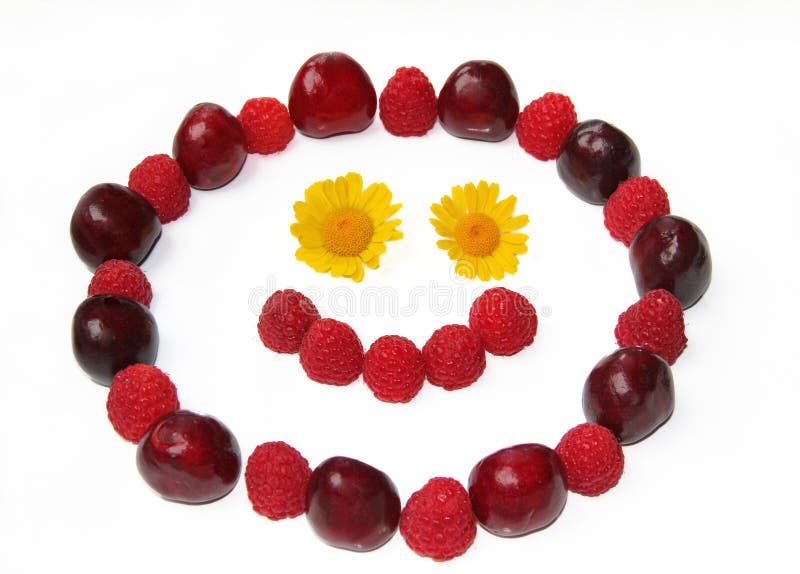 Smiling Face, Formed of Berries and Flowers Stock Image - Image of ...