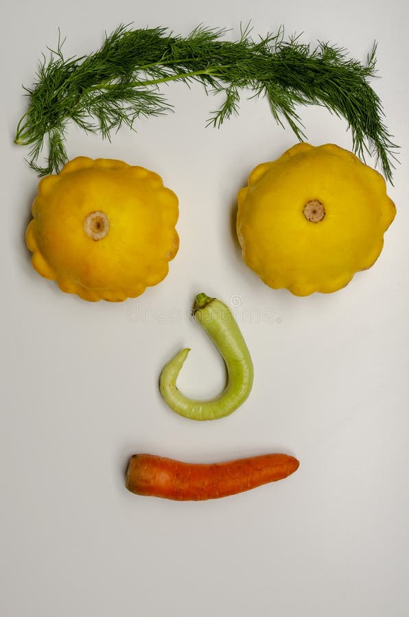 Smiling Face of Fresh Vegetables Isolated on a White Background Stock ...