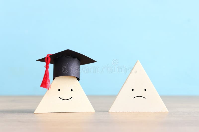 Smiling Face Graduation Cap Front Sad Concept Education Choice Stock ...