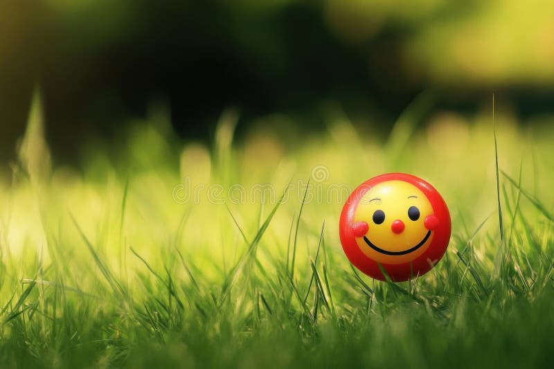 Smiling Face in Grass, a Symbol of Joy in Nature Stock Photo - Image of ...