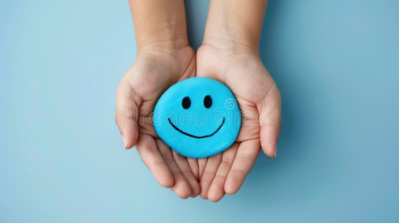 Smiling Face in Hands stock illustration. Illustration of face - 327626263