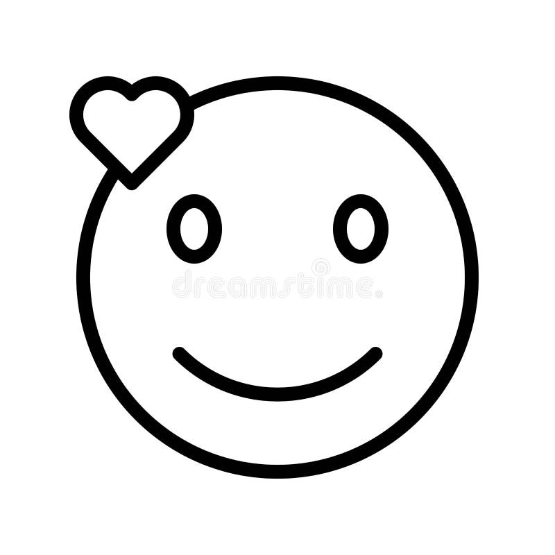 Smiling Face with Heart Vector Illustration, Line Style Icon Editable ...