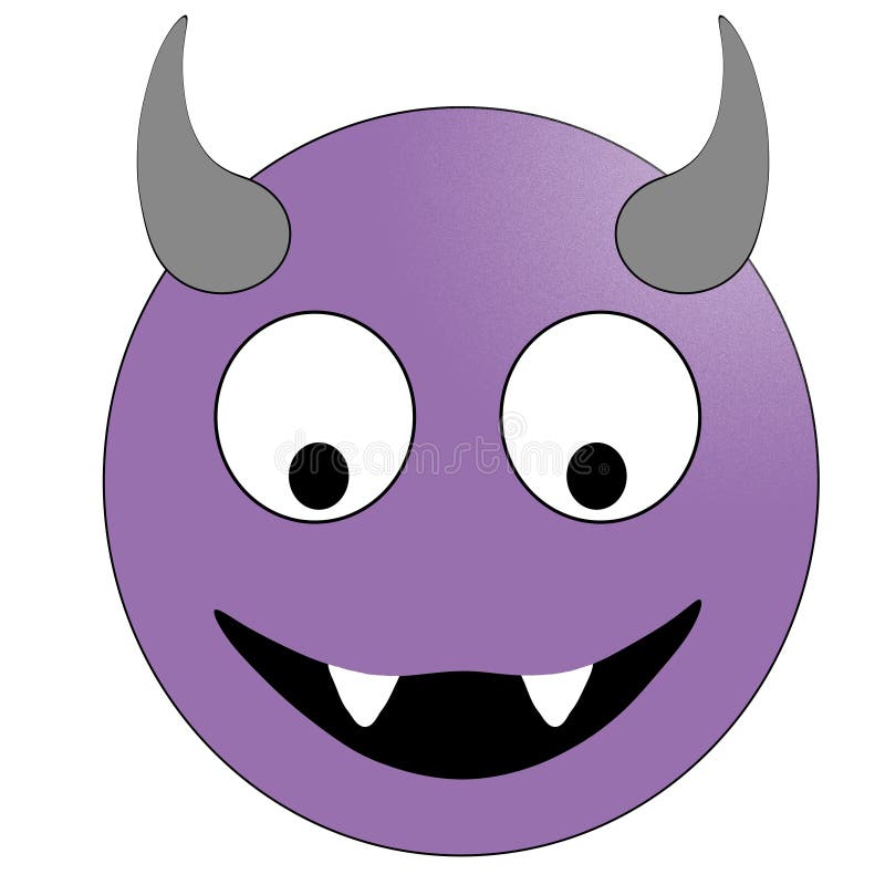 Isolated Purple Demon Devil Angry Face Icon With Horns Stock Vector ...