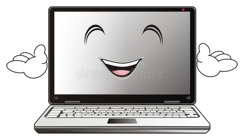 Smiling face of laptop stock illustration. Illustration of emotion ...