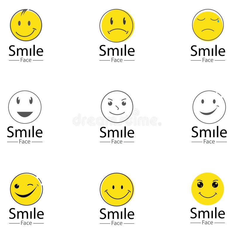 Smiling Face Logo Line Vector Icon Stock Vector - Illustration of ...