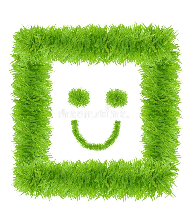 Smiling Face Made from Green Grass Isolated Stock Illustration ...