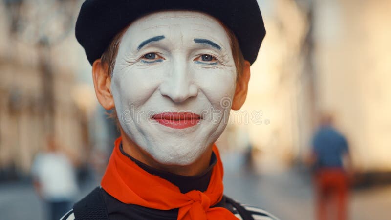 Elderly mime on the street stock photo. Image of comedy - 191523342