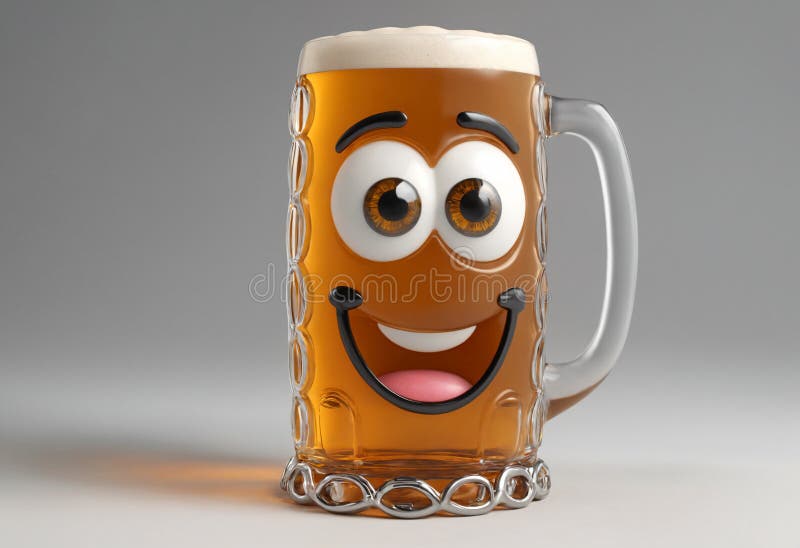Smiling Face Mug of Beer with Foamy Head Stock Image - Image of yeast ...