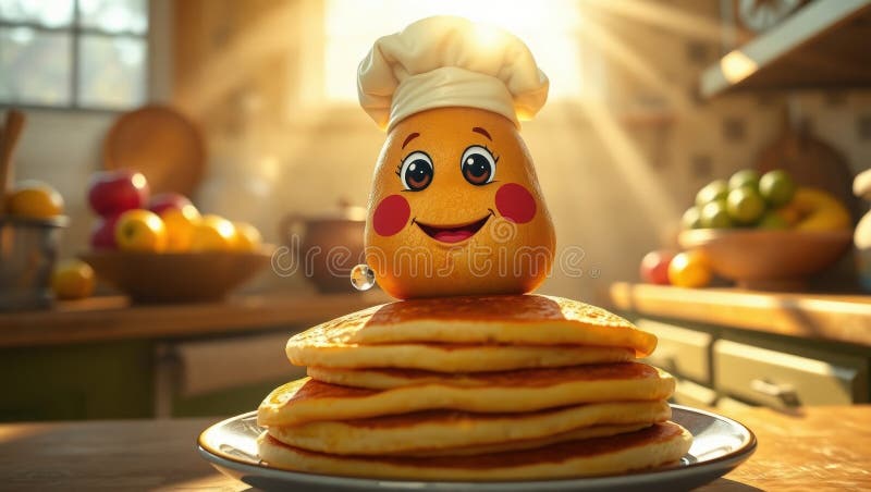 Smiling Face on Pancake Stack Delight Stock Illustration - Illustration ...