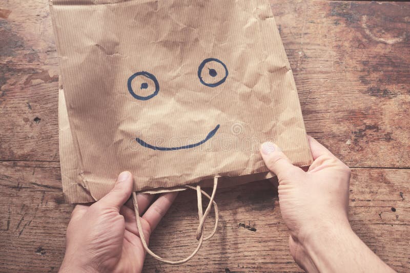 Smiling face on paperbag stock image. Image of mask, face - 39554699