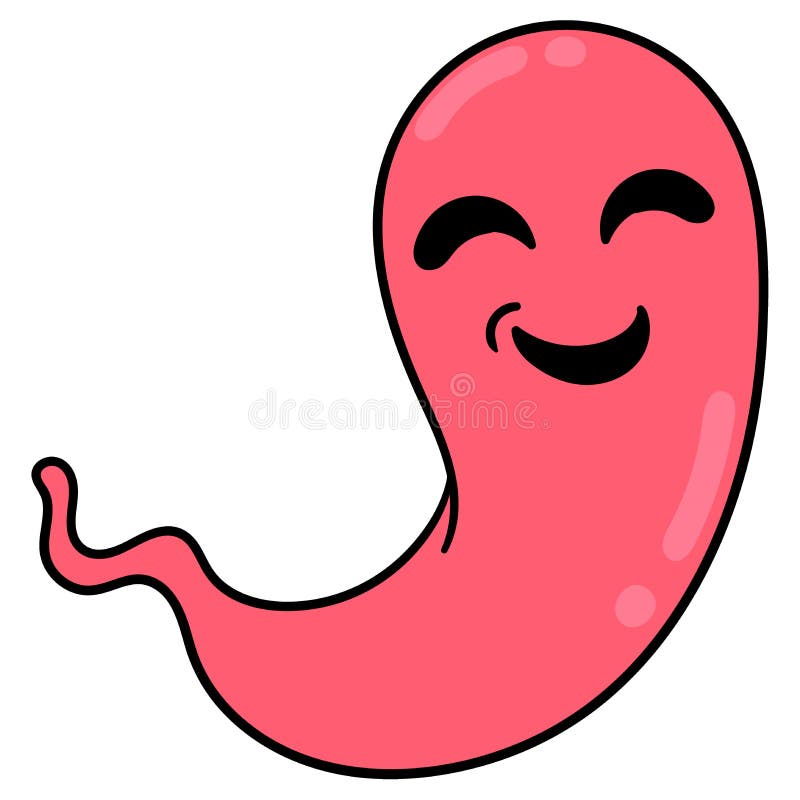 Smiling Face Red Ghost, Doodle Icon Drawing Stock Vector - Illustration ...