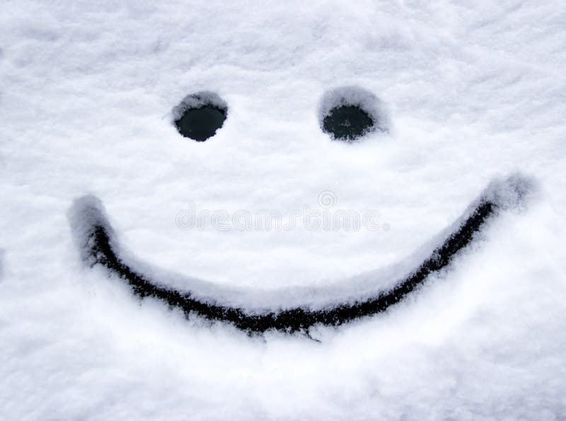 Smiling Face in the Snow Eyes and Mouth Smile Stock Photo - Image of ...