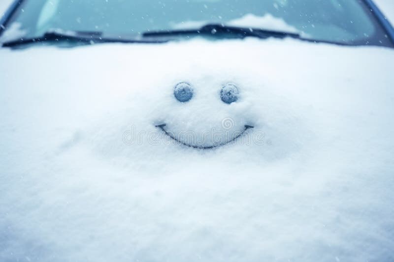 Smiling Face in the Snow Eyes and Mouth Smile. AI Generative Stock ...