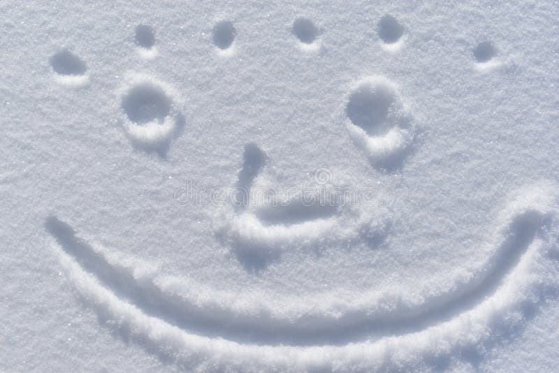 A Smiling Face in the Snow in Winter Stock Image - Image of cold, black ...