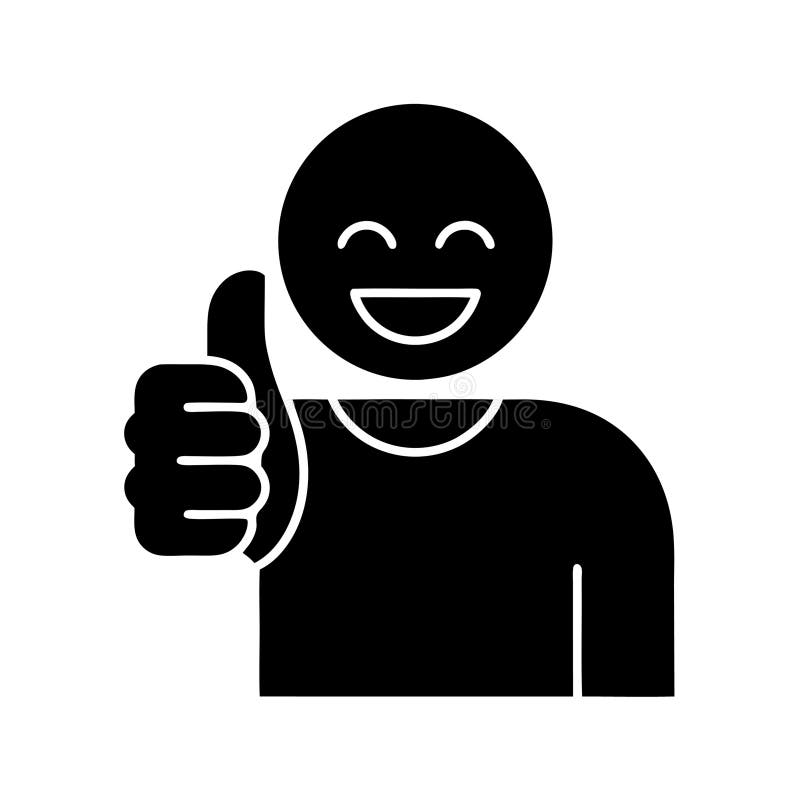 Smiling Face Thumbs Up Black Vector for Positive Feedback and Approval ...