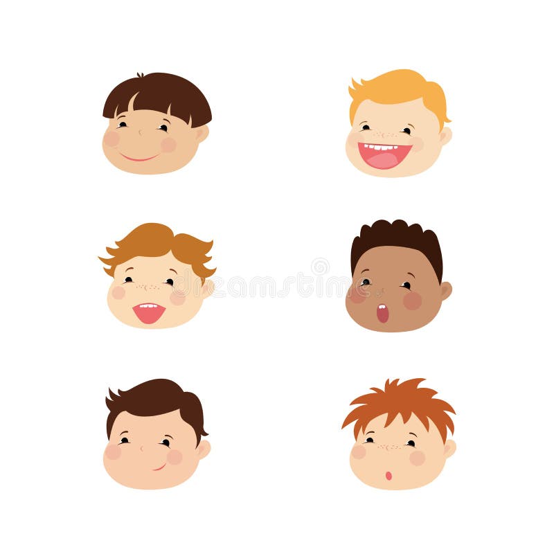 Smiling Faces of Boys,icon or Avatar Stock Illustration - Illustration ...