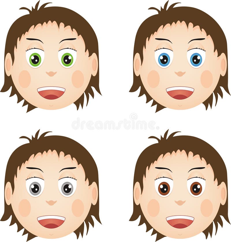 Smiling Faces, Different Eye Colors Stock Vector - Illustration of ...