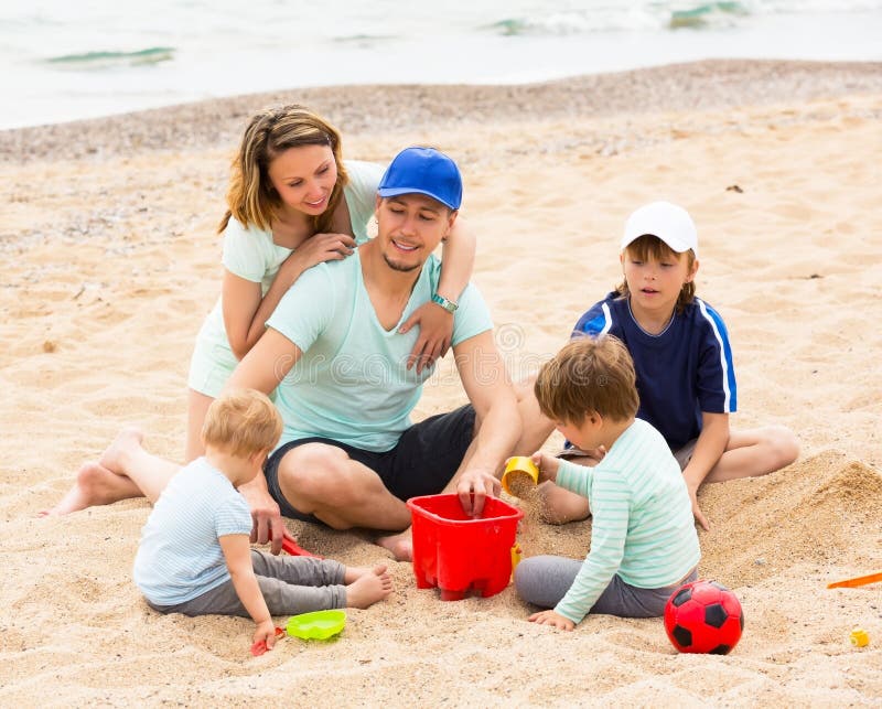 Smiling Family with Kids Having a Rest Stock Image - Image of people ...