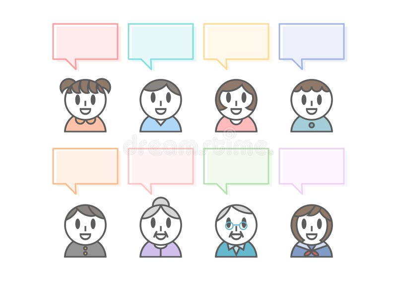 Smiling Family and Speech Bubbles. Vector Illustration Stock Vector ...