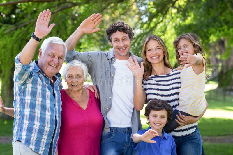 Family Waving Goodbye To Businesswoman Stock Photo - Image of woman ...
