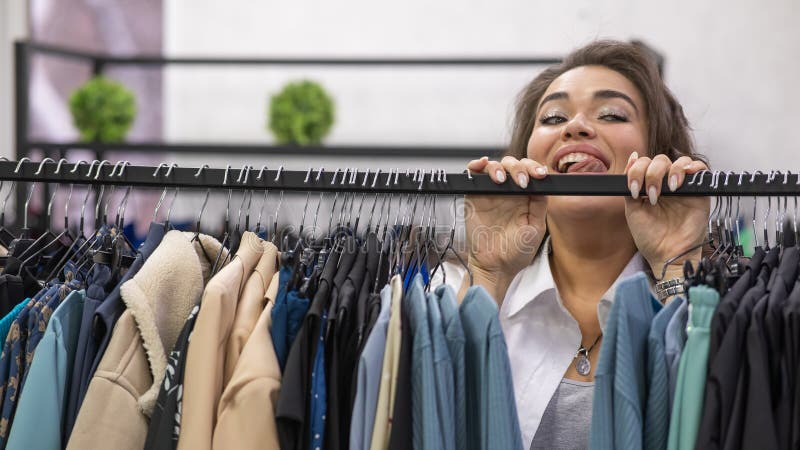 Smiling Fat Woman in Plus Size Store Looking at Camera. Stock Image ...