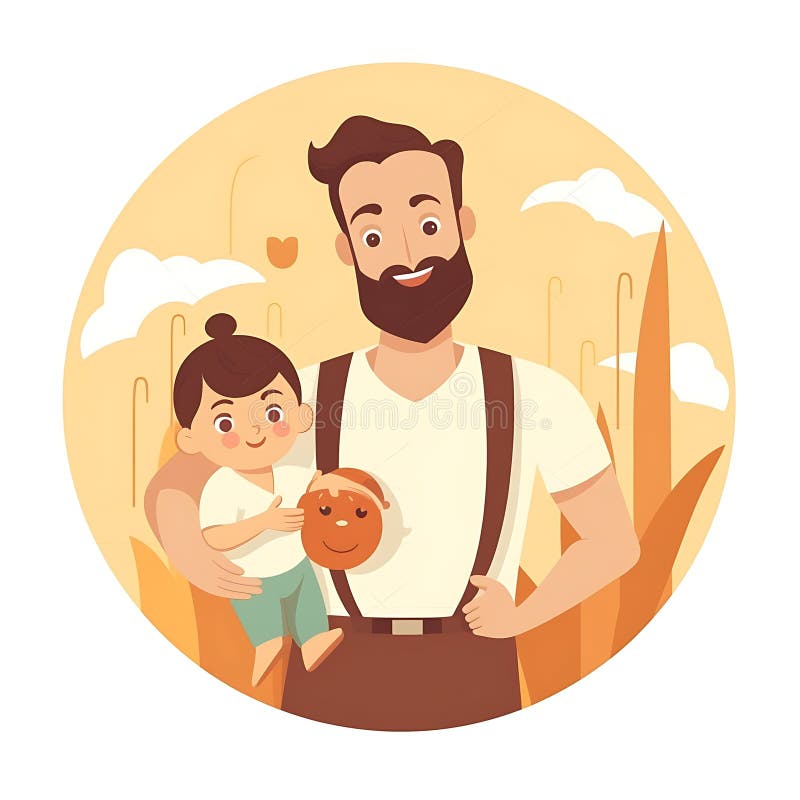 A Smiling Father Holds His Young Child, Surrounded by a Warm, Sunny ...