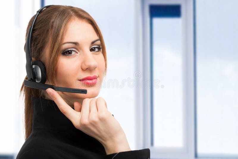 Smiling Female Call Center Operator Stock Image - Image of beautiful ...