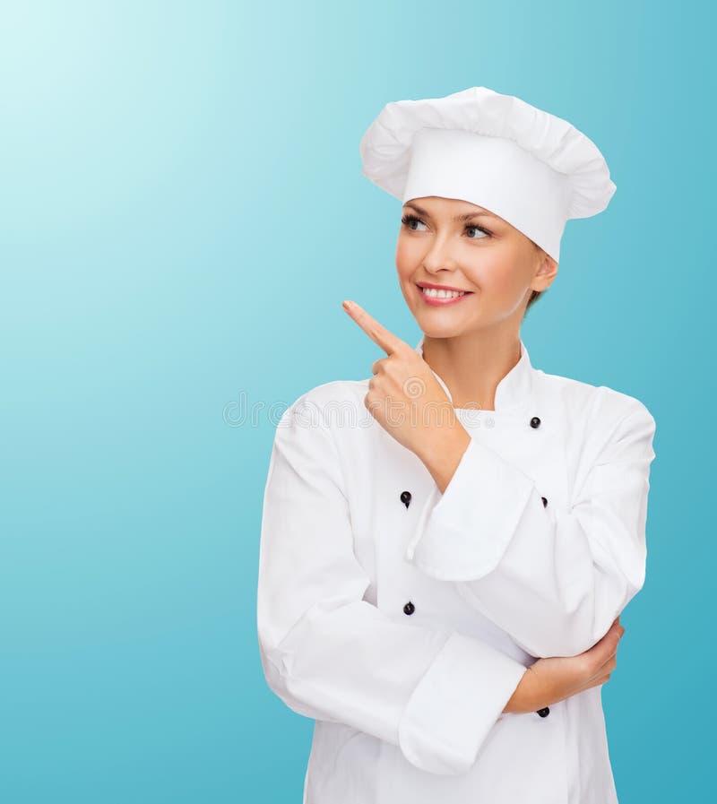 Smiling Female Chef Dreaming Stock Photo - Image of baker, adult: 37715278