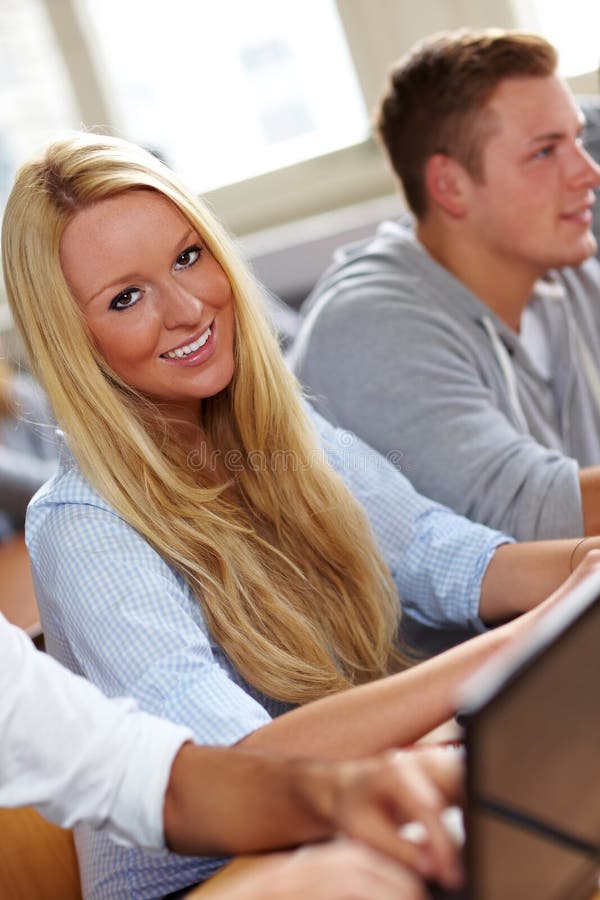 Smiling Female College Student Stock Image - Image of school ...