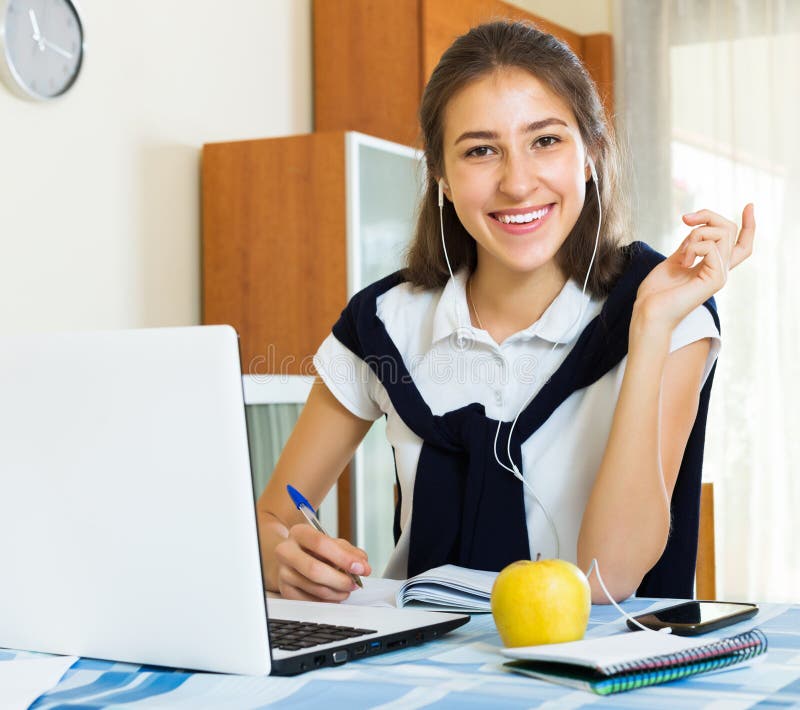 Smiling Female College Student Study Stock Image - Image of russian ...