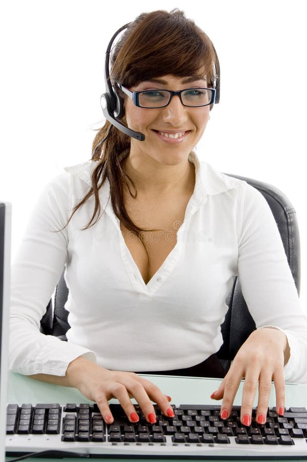 Smiling Female Customer Care Executive Stock Photo - Image of person ...