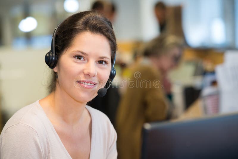 Smiling Female Customer Service Agent Stock Image - Image of industry ...