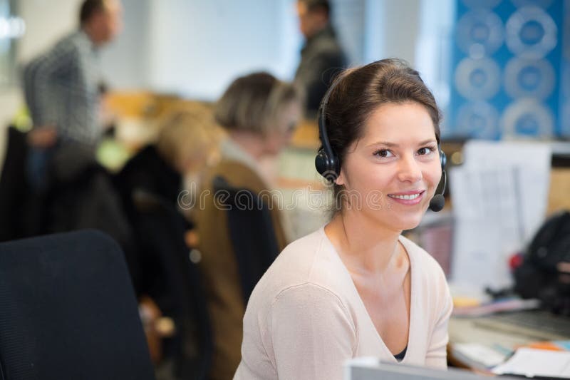 Smiling Female Customer Service Agent Wearing Headset Stock Image ...