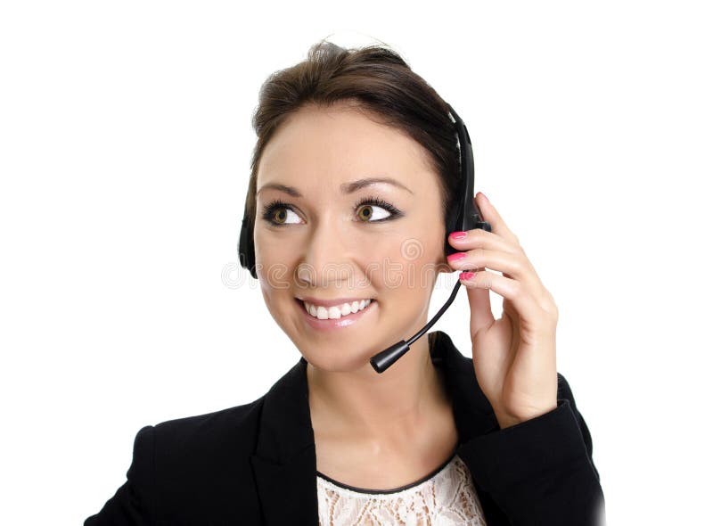 Smiling Female Customer Support Stock Image - Image of handsfree ...