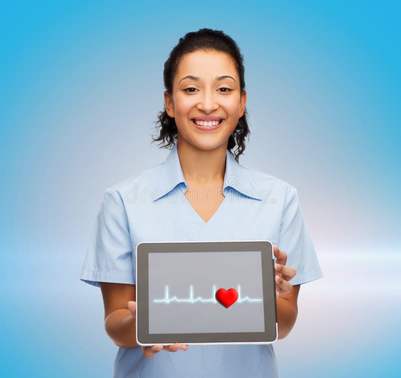 Smiling Female Doctor or Nurse with Tablet Pc Stock Image - Image of ...
