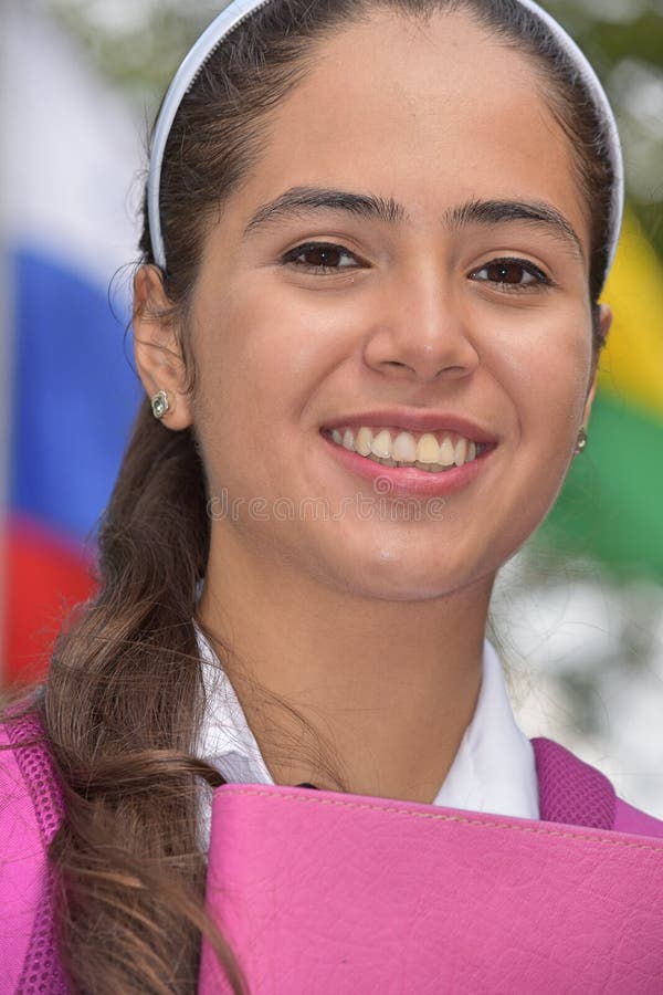 A Smiling Female Foreign Student Stock Photo - Image of happy, foreign ...